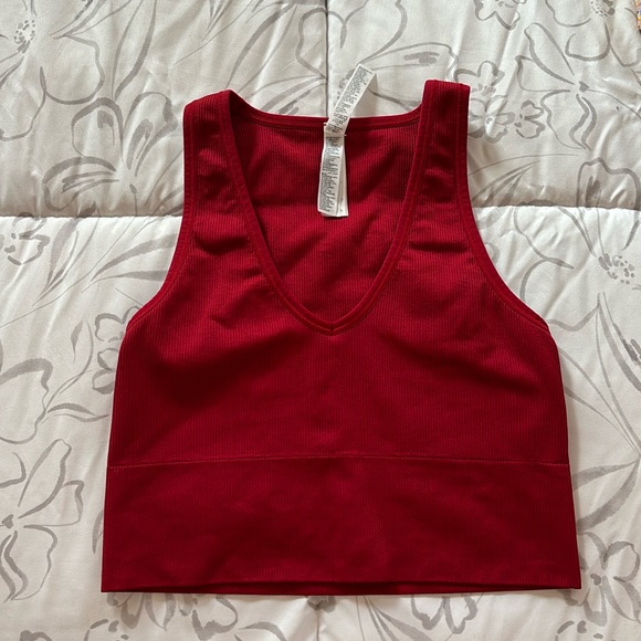 Athleta | Tops | Athleta Red Ribbed Tank Top | Poshmark